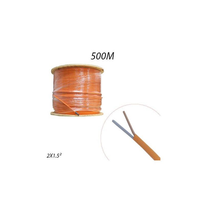 Câble anti-feu CR1 pour sécurité incendie 1 paire 0,9mm Touret 500ml