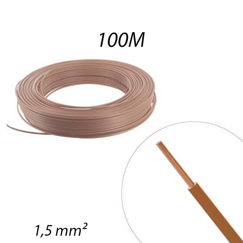 Fil électrique rigide HO7 V-U 1,5mm² Marron Couronne de 100ml