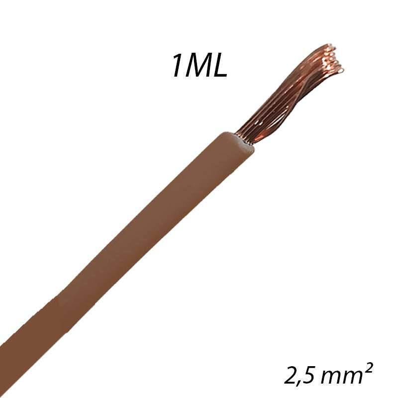 Fil électrique souple HO7 V-K 2,5mm² Marron, Coupe au mètre