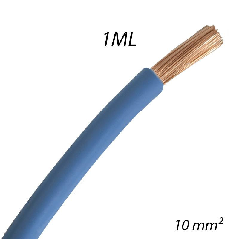 Fil électrique souple HO7 V-K 10mm² Bleu, Coupe au mètre