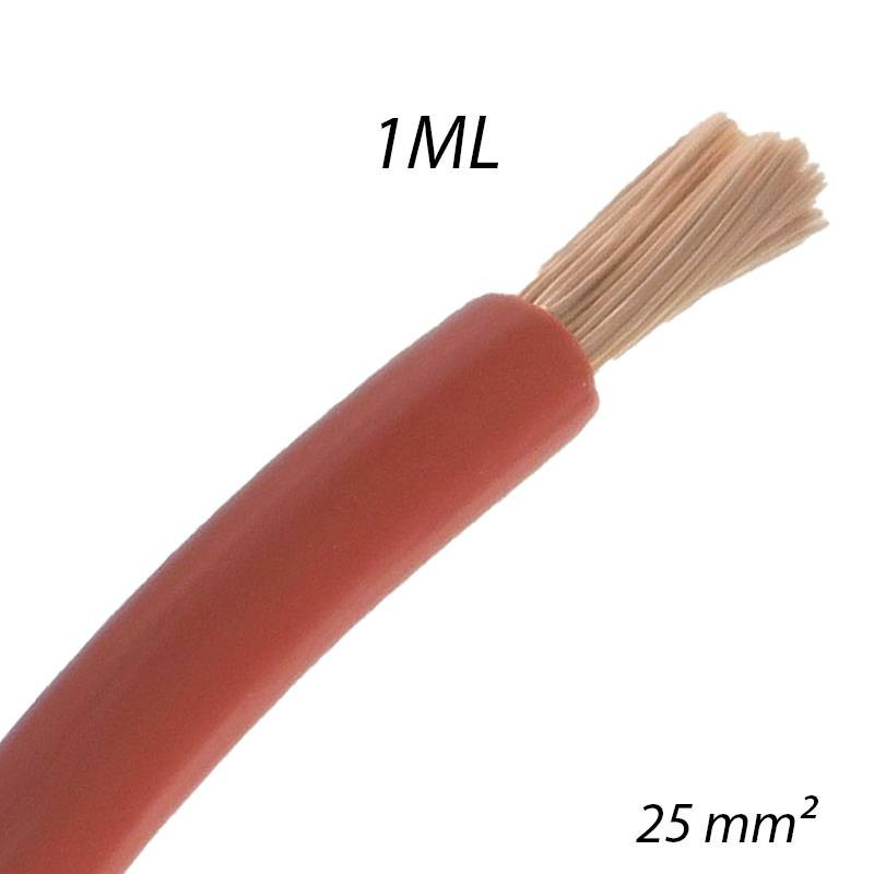Fil électrique souple HO7 V-K 25mm² Rouge, Coupe au mètre