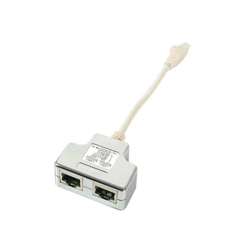 ID CABLES DEDOUBCLAT6 - Doubleur de prise RJ45 Cat-6A avec cordon