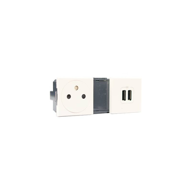 Legrand 077595 - Mosaic Prise 16A + Chargeur USB Type A 15W