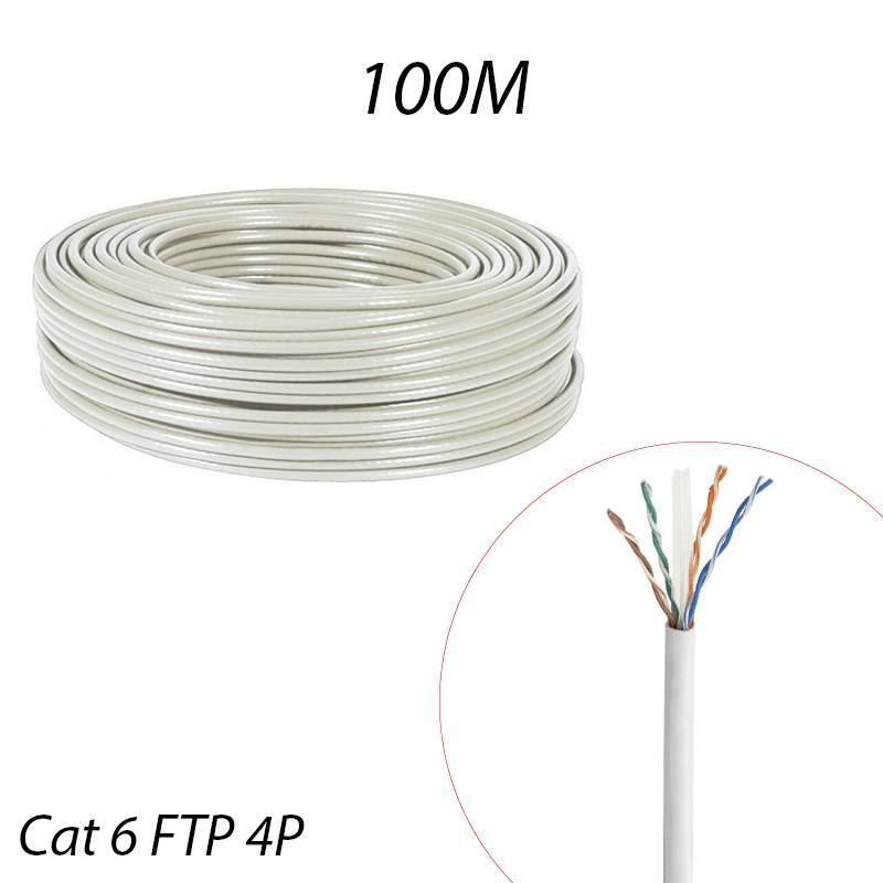 Câble informatique RJ45 Catégorie 6 F/UTP 4 paires, Couronne de 100m