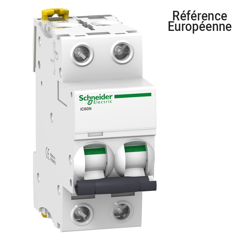 SCHNEIDER A9F74202 - Disjoncteur iC60N 2P 2A courbe C 10kA