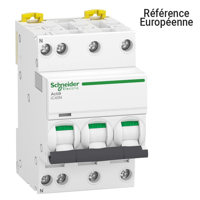 Disjoncteur Schneider 3P+N 20A IC40 (IDT40) Acti9 Courbe D 10kA - A9P64720