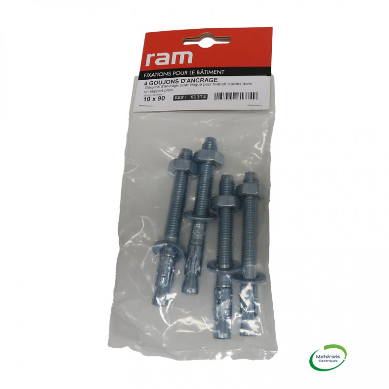 RAM 61374 - Goujons d'ancrage pour fixation lourde 10x90mm - Sachet...