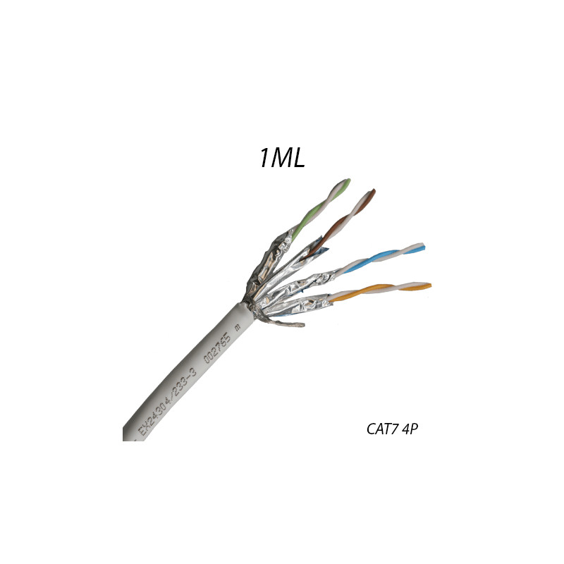 Câble informatique RJ45 Catégorie 7A S/FTP 4 paires Coupe au mètre