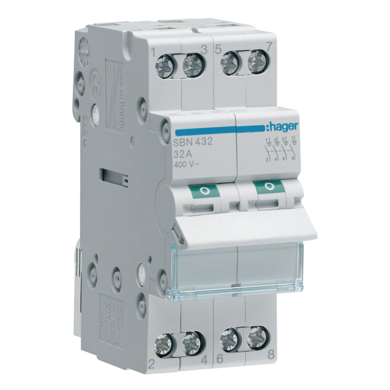 Interrupteur modulaire Hager 4 Pôles 32A - SBN432