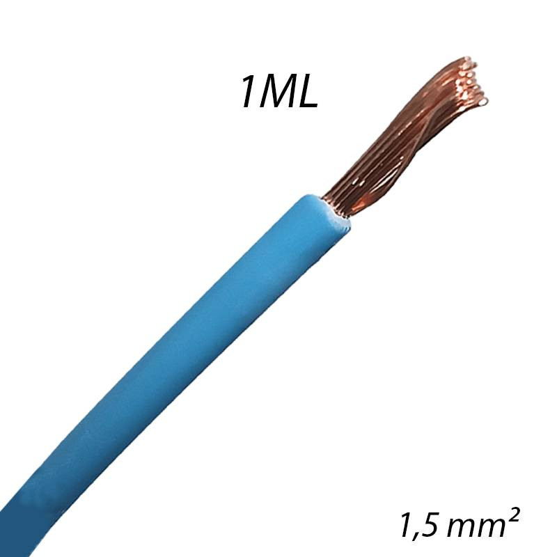Fil électrique souple HO7 V-K 1,5mm² Bleu, Coupe au mètre