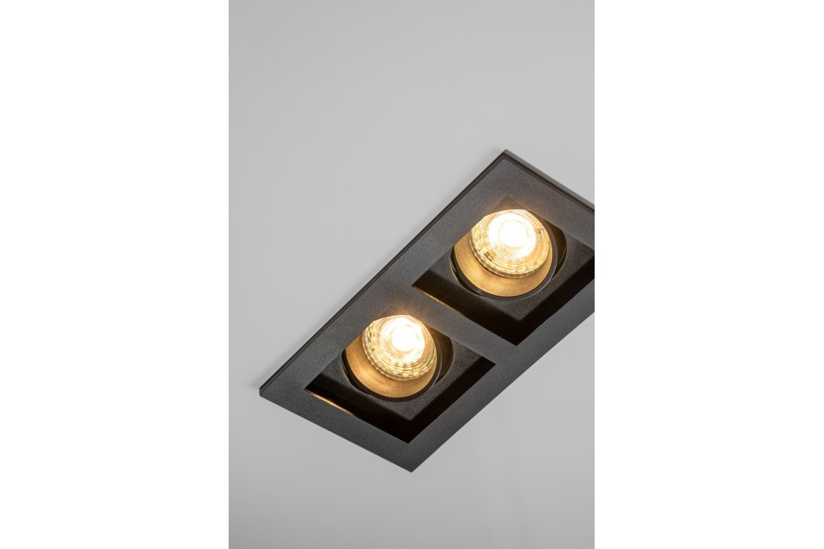 Spot encastrable carré double noir orientable IP20 Rubio