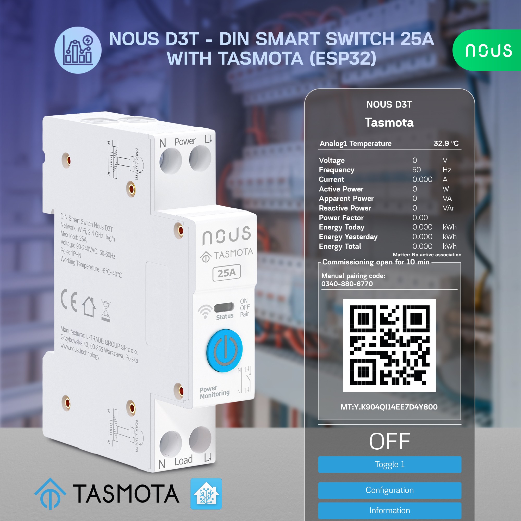 Module Connecté Wi-Fi Tasmota 25A avec MC - NOUS D3T