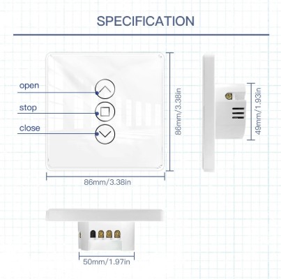 Interrupteur volets roulants WiFi + RF433 MOES WS-V-EUC-3D