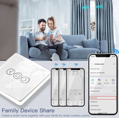 Interrupteur volets roulants WiFi + RF433 MOES WS-V-EUC-3D