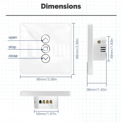 Interrupteur volets roulants Zigbee + RF433 MOES ZRS-EUC-3D